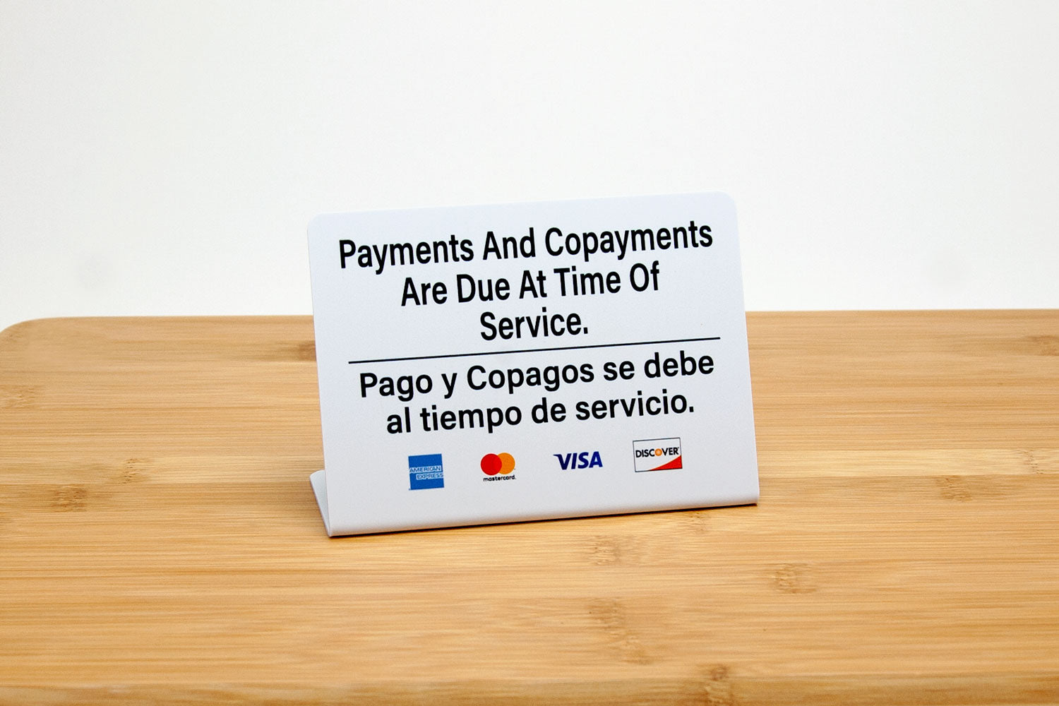 Bilingual Payments & Copayment Signs | Specialty Sign Store