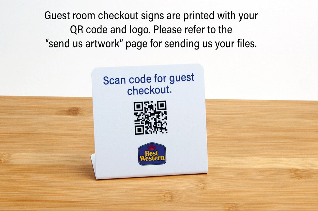 QR Code Mobile Checkout Room Signs | Specialty Sign Store